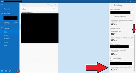 how to disable focused inbox for windows 10 mail app