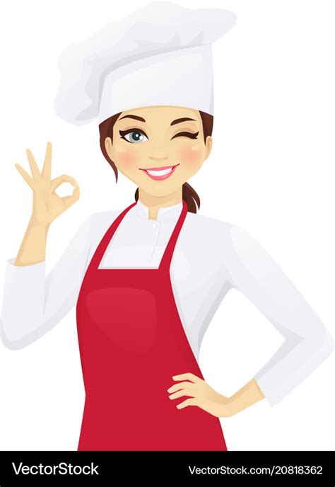 Chef Woman Gesturing Ok Royalty Free Vector Image