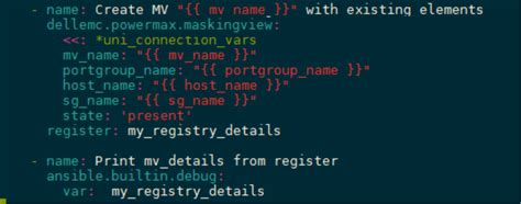 using the debug task to print to the terminal dell powermax ansible