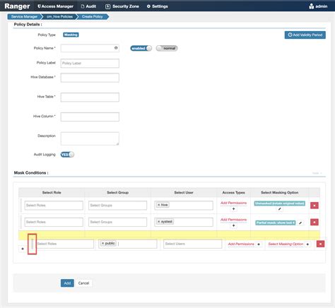dynamic resource based column masking in hive with ranger policies