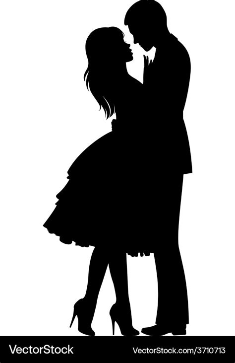 Silhouette Loving Couple Hugging Royalty Free Vector Image