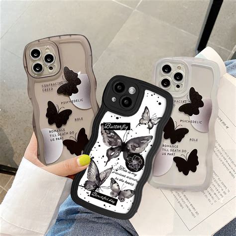 Romance Cute Black Butterfly Casing Oppo A17 A38 A58 A55 A7 A15 A54 A96