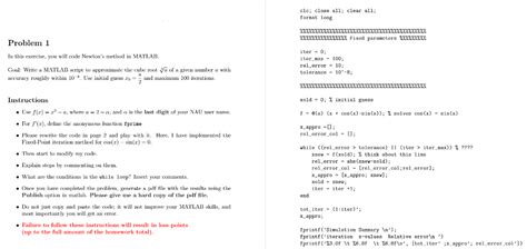 solved problem 1 exercise code newton s method matlab goal write