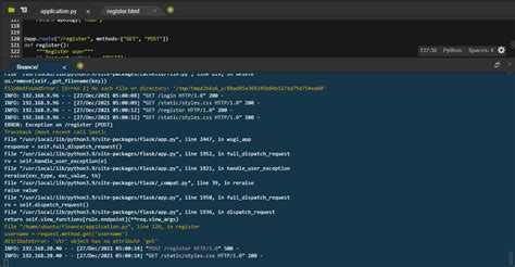 python cs50 pset9 finance traceback filenotfounderror