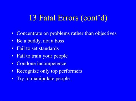 ppt 13 fatal errors of management powerpoint presentation free