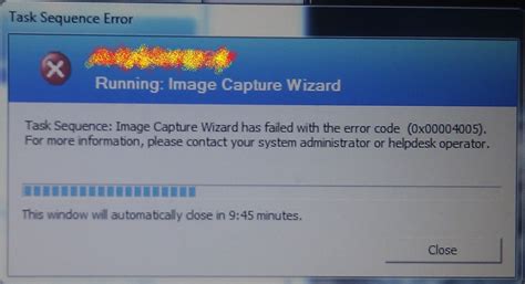 pc and system center task sequence image capture wizard has failed with