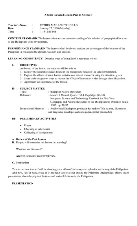 Doc A Semi Detailed Lesson Plan In Science Esther Mae Ann 47 Off