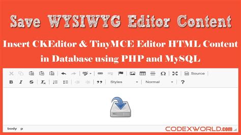 save wysiwyg editor content in database using php and mysql youtube