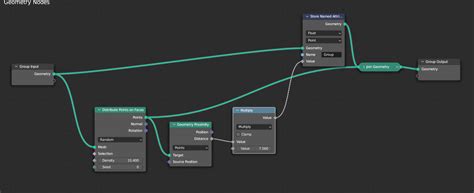 node editor distribute points on faces and geometry proximity