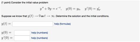 solved 1 point consider the initial value problem suppose