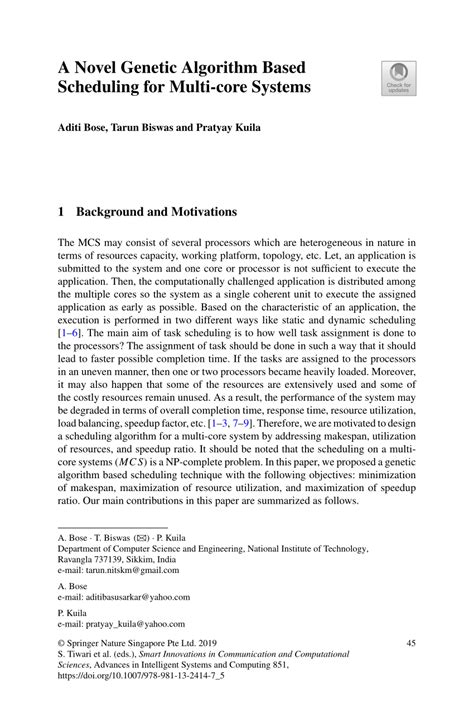 pdf a novel genetic algorithm based scheduling for multi core systems
