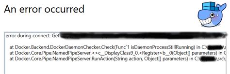 docker an error occurred trying to connect quick fix