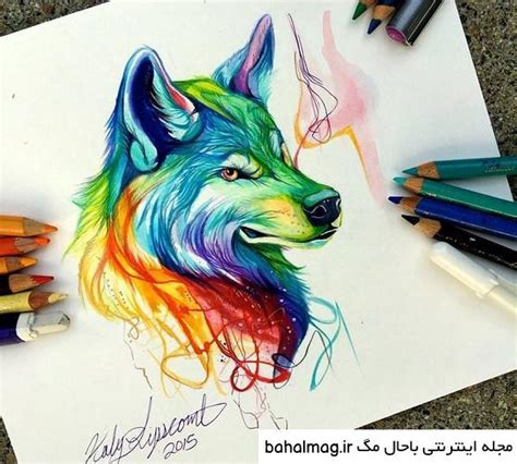 عکس نقاشی فانتزی حیوانات با مداد رنگی ️ [ بهترین تصاویر ]
