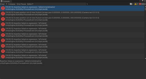 unity报错：assertion failed on expression ‘ismatrixvalid matrix ‘ 的解决办法