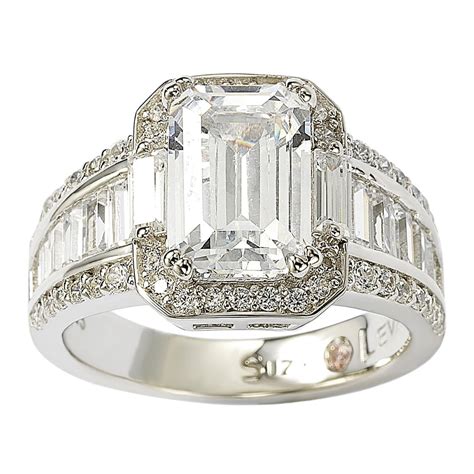 Sl Collection Sterling Silver White Emerald Cut Cubic Zirconia Ring