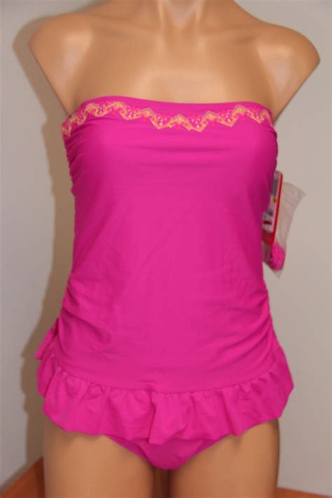 Nwt Hula Honey Swimsuit 1 Piece Size M Pnk Bandeau Ebay