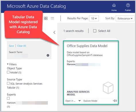azure data catalog register tabular data model and data assets