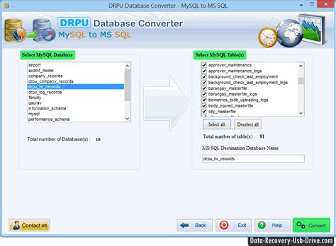 screenshots of mysql to mssql database converter to migrate mysql to