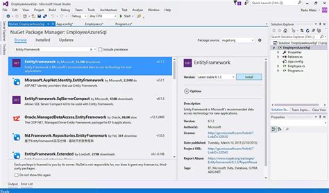 azure sql entity framework in a console application by radu matei