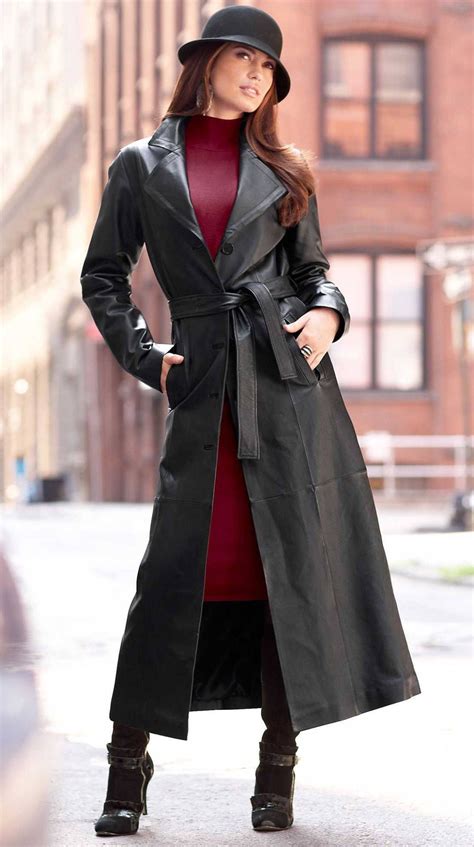 Women Designer Handmade Unique Style Long Leather Coat Chic Leather