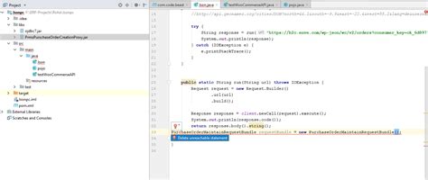 maven unreachable statement in java after adding external jar file