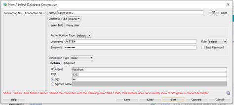 ora 12505 while creating new connection in oracle sql developer stack