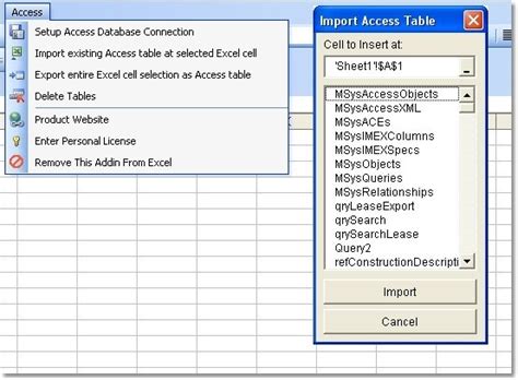 excel ms access import export and convert software main window