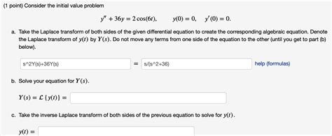 Solved 1 Point Consider The Initial Value Problem Y