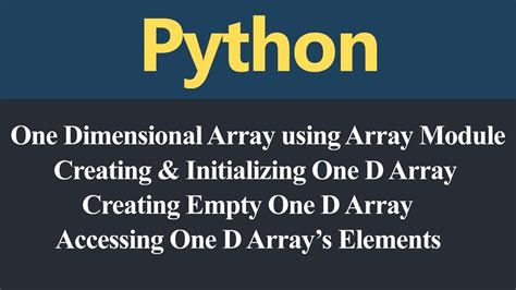 one dimensional array using array module in python hindi youtube