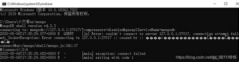 运行mongo出现error couldn t connect to server 127 0 0 1 27017 connection