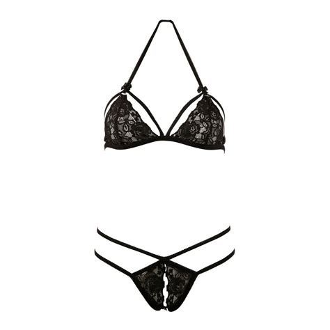Sexy Bh Set S Xl Schritt Offen Schwarze Spitze Erotisch Dessous
