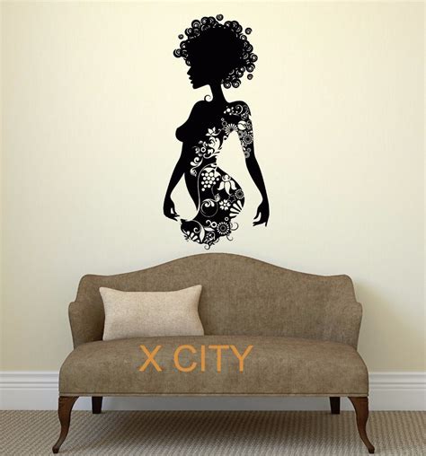 Sexy Silhouette Women Beauty Flower Art Wall Decal Sticker Removable