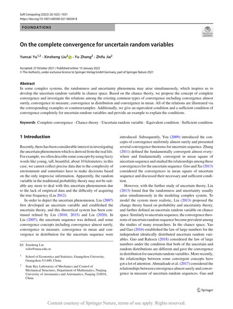 on the complete convergence for uncertain random variables request pdf
