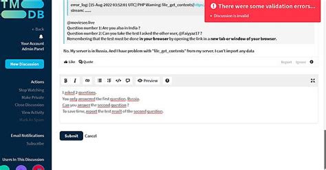 tmdb validation errors album on imgur