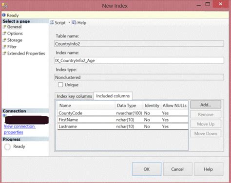 sql server non clustered indexes with included columns