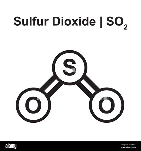 Molecular Model Of Sulfur Dioxide So2 Molecule Vector Illustration