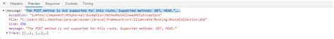 laravel the post method is not supported for this route supported