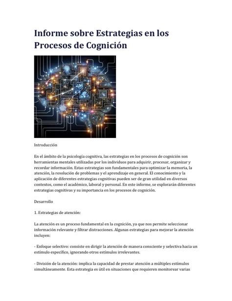 Informe Sobre Estrategias En Los Procesos De Cognición 2024