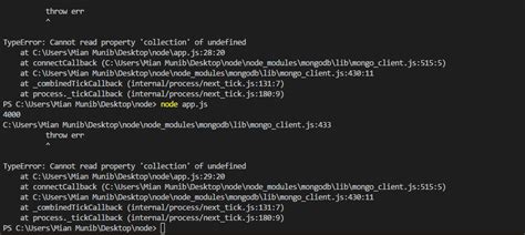 node js mongodb collection error undefined stack overflow