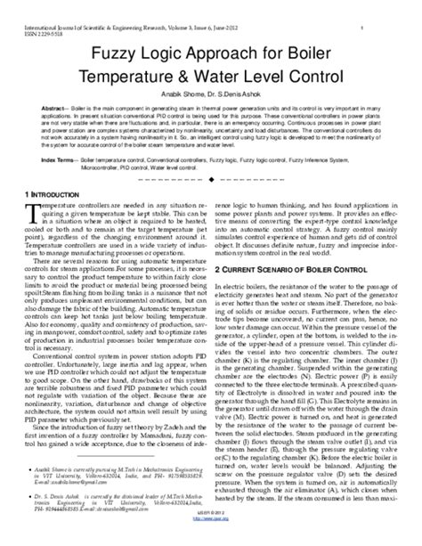 pdf fuzzy logic approach for boiler temperature and water level control