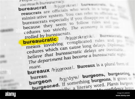 Highlighted English Word Bureaucratic And Its Definition At The