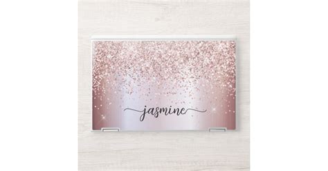 Glam Rose Gold Glitter Monogram Name Luxury Modern Hp Laptop Skin Zazzle