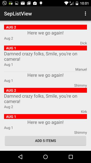android date separators while scrolling in listview stack overflow