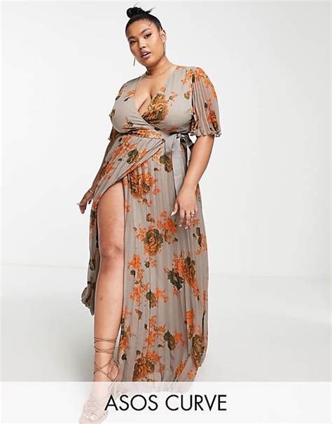 Asos Design Curve Exclusive Maxi Dress With Kimono Sleeve And Tie Waist