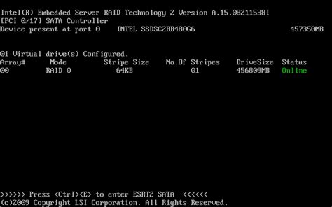 configuring your intel® raid product in pre boot environment on