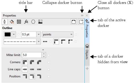 coreldraw help dockers
