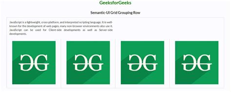 semantic ui grid row grouping geeksforgeeks