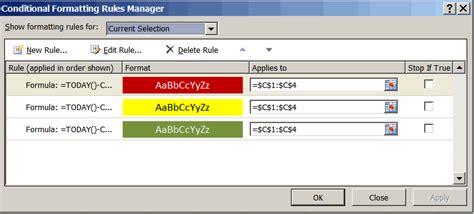 use custom conditional formatting rules for dates in excel