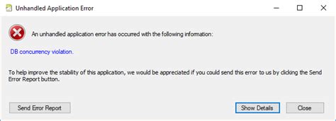 troubleshooting year end closing error db concurrency violation