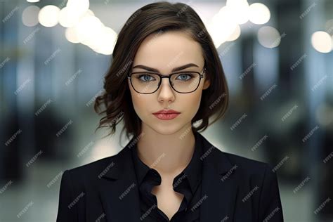 Premium Ai Image A Woman Wearing Glasses And A Black Suit
